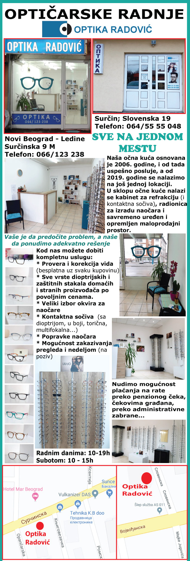 „Optika Radović“ Ledine Surčin Jakovo Bežanijska kosa optičarska radnja ...